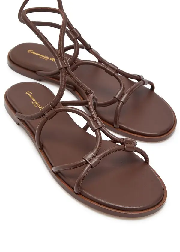 GIANVITO ROSSI Woven Leather Sandals - Brown