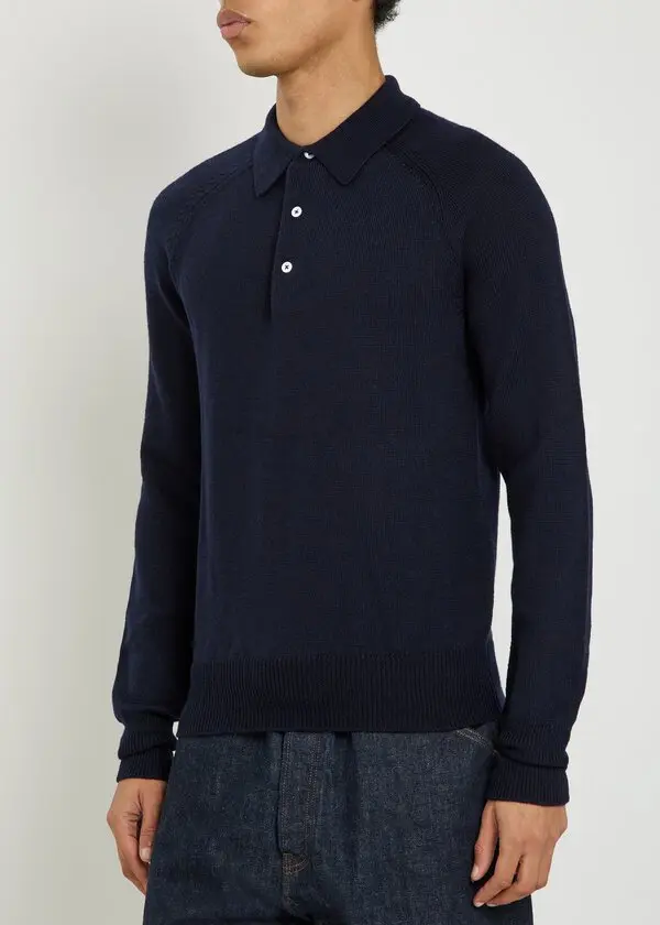 DRAKE'S Merino Wool Polo Jumper
