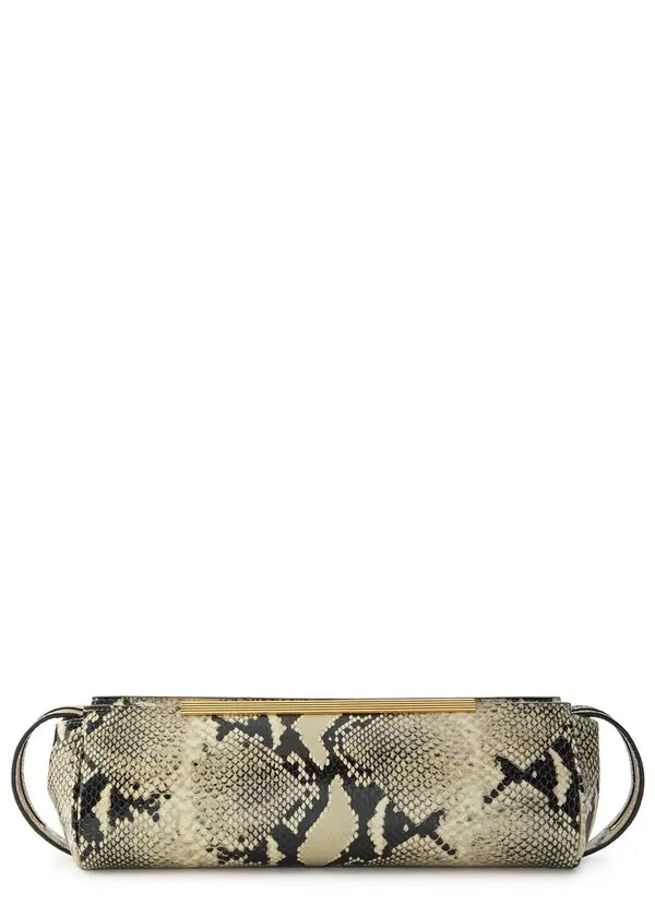 Khaite Donna Snake-effect Leather Clutch - Natural