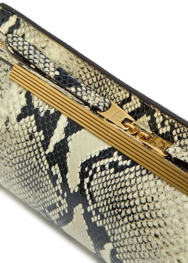 Khaite Donna Snake-effect Leather Clutch - Natural