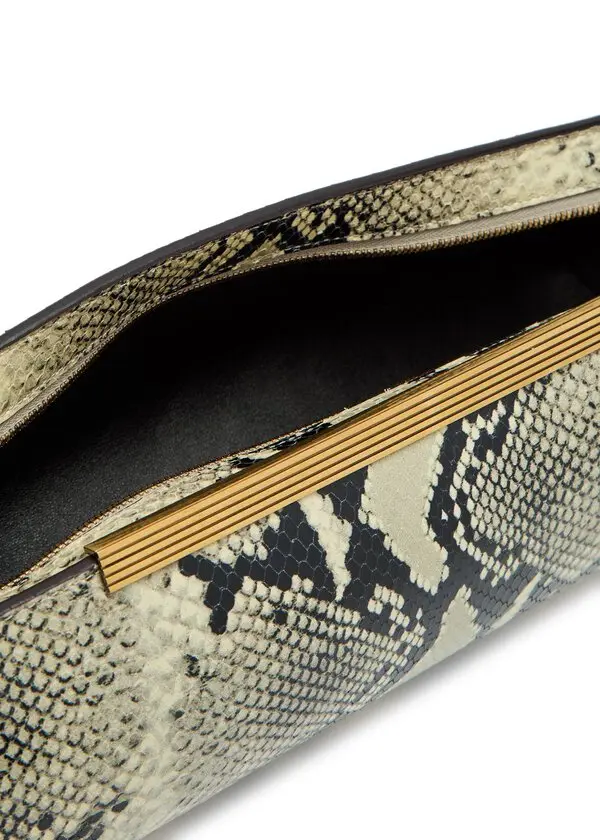 Khaite Donna Snake-effect Leather Clutch - Natural
