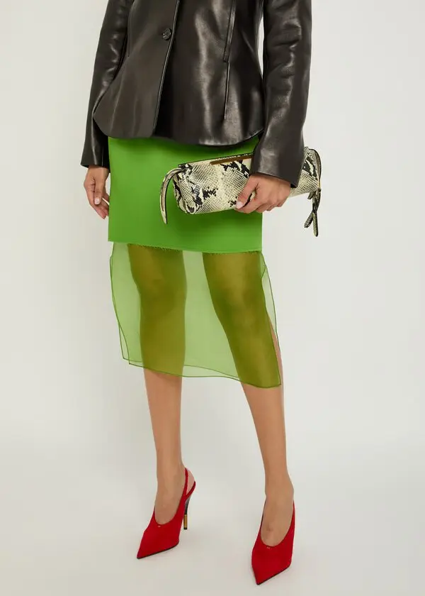 Khaite Donna Snake-effect Leather Clutch - Natural