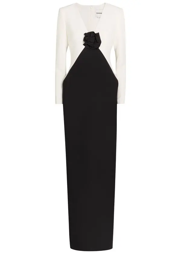 Roland Mouret Colour-blocked Crepe Maxi Dress