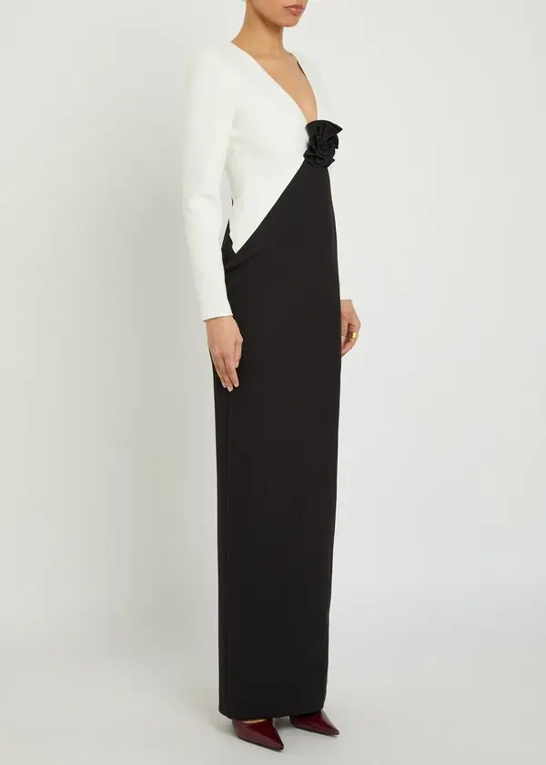 Roland Mouret Colour-blocked Crepe Maxi Dress