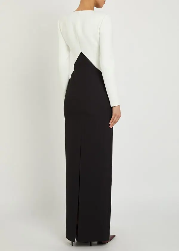 Roland Mouret Colour-blocked Crepe Maxi Dress