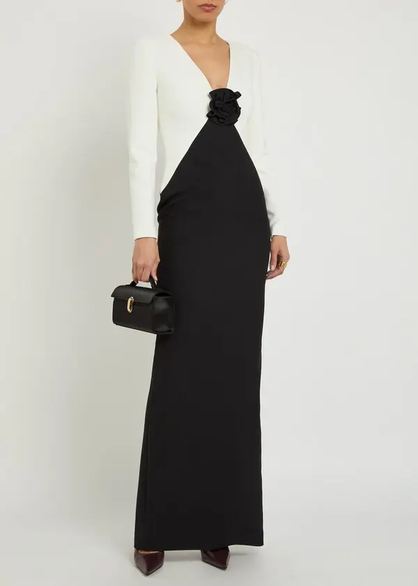 Roland Mouret Colour-blocked Crepe Maxi Dress