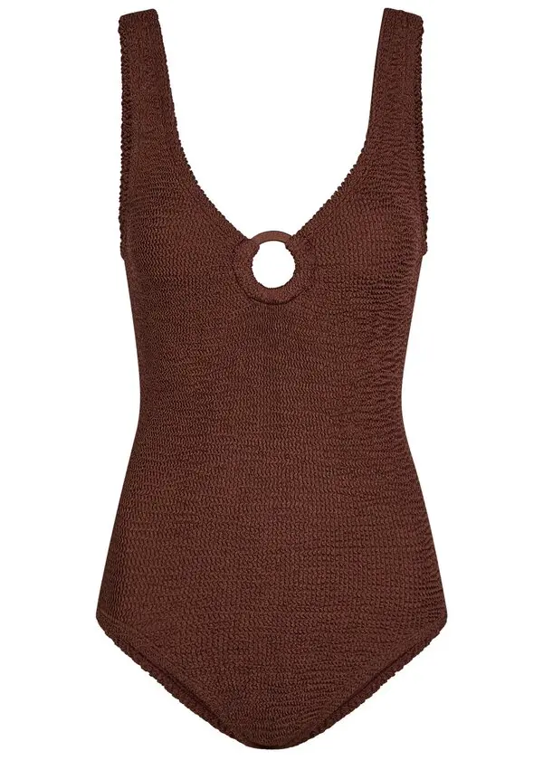 Hunza G Celine Crinkle One Piece Swimsuit - Brown