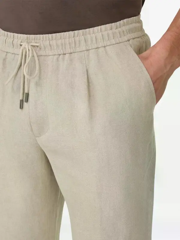 Boggi Milano Linen Tapered Fit Pants With Drawstring Waist
