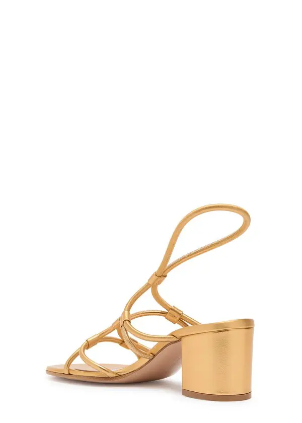 GIANVITO ROSSI 65 Metallic Nappa Leather Sandals - Gold