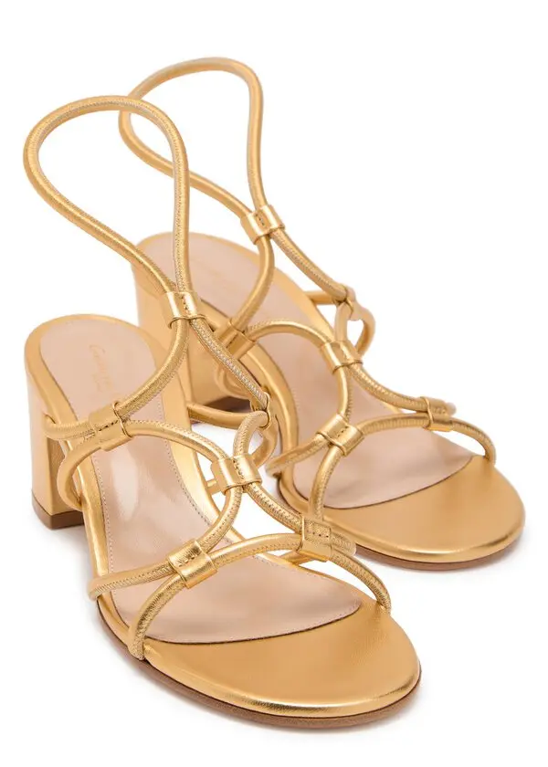 GIANVITO ROSSI 65 Metallic Nappa Leather Sandals - Gold