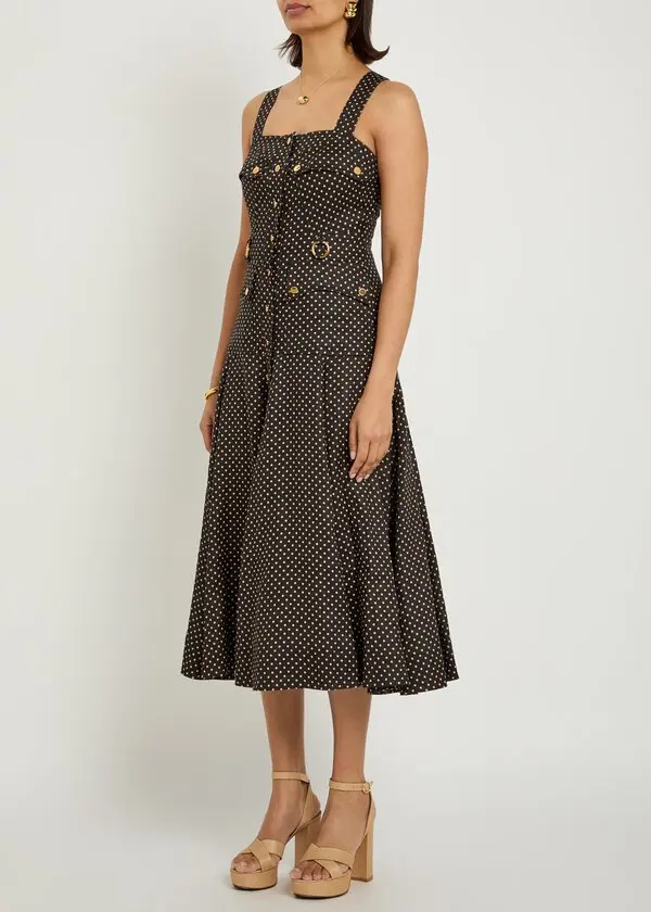Zimmermann Luna Polka-dot Linen Midi Dress - Black