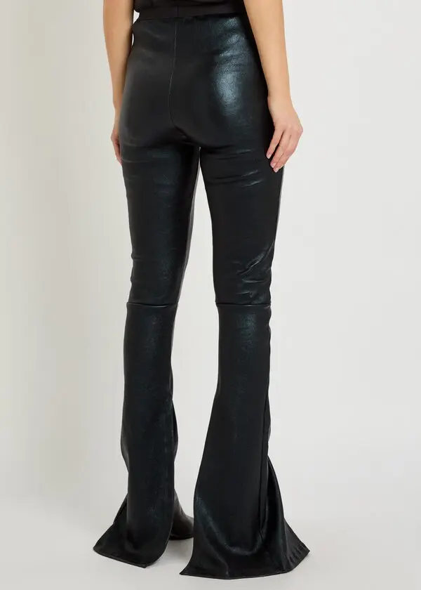 Rick Owens Carmen Flared-leg Leather-blend Trousers