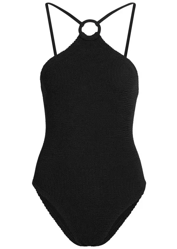Hunza G Jasmine Hoop Detail Crinkle One-piece Swimsuit - Black