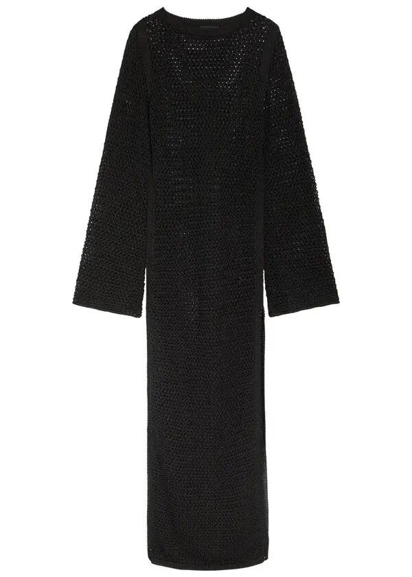 DELOS Open-knit Maxi Dress - Black