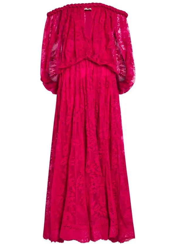 Zimmermann Lace Off-the-shoulder Gown - Fuchsia