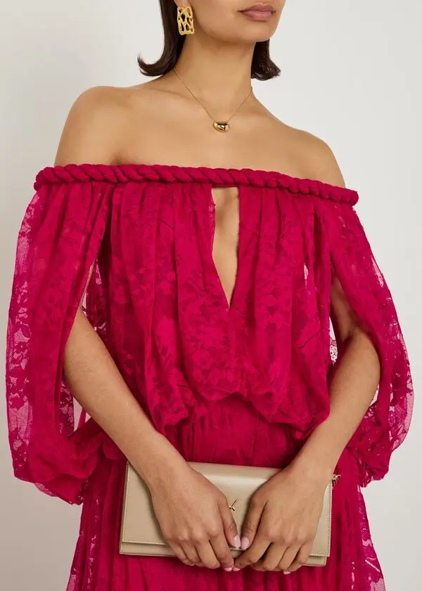 Zimmermann Lace Off-the-shoulder Gown - Fuchsia