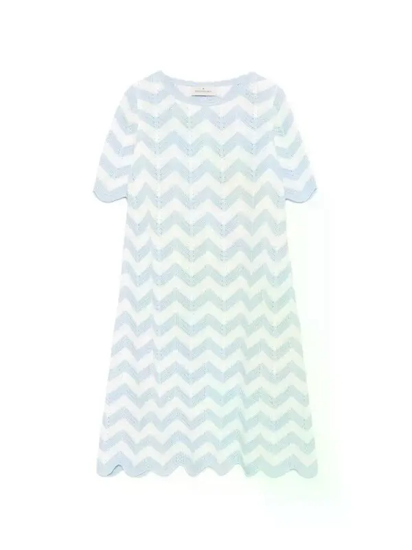 Bruno Manetti Zigzag Scalloped Mini Dress