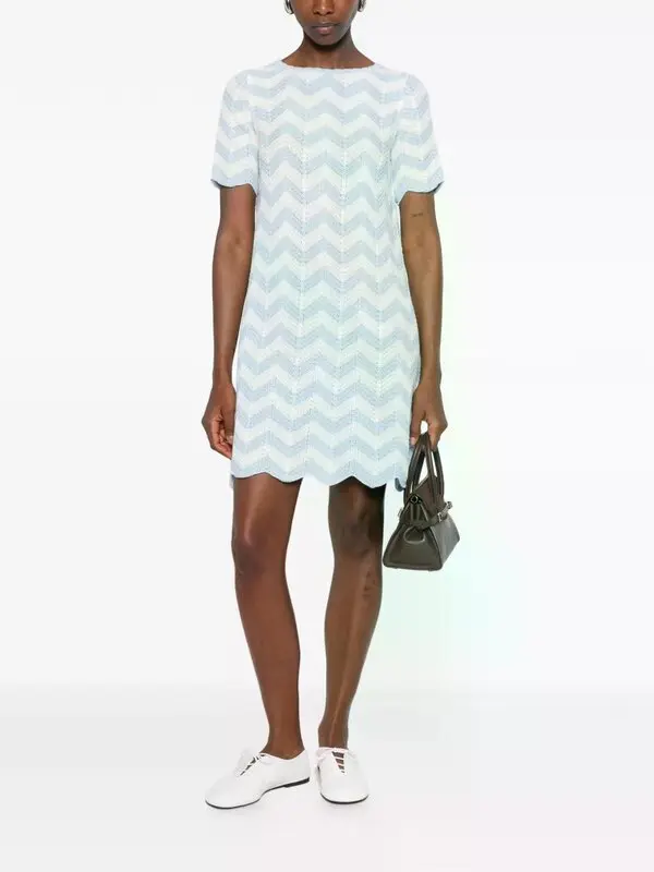 Bruno Manetti Zigzag Scalloped Mini Dress