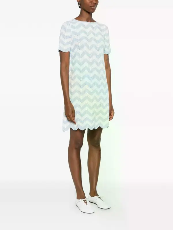 Bruno Manetti Zigzag Scalloped Mini Dress