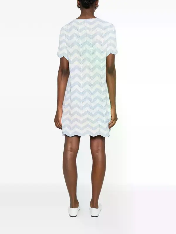 Bruno Manetti Zigzag Scalloped Mini Dress