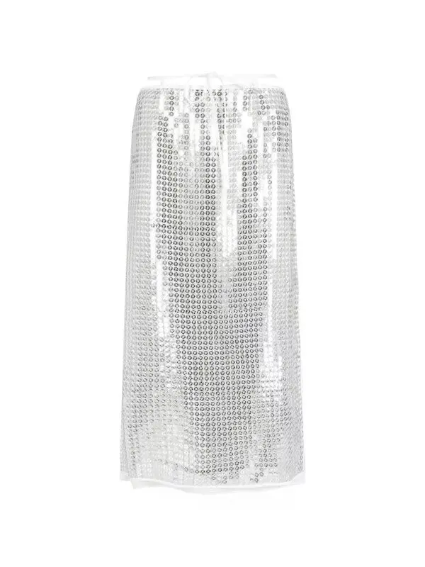 ISABELLE BLANCHE Metallic Midi Skirt - Silver