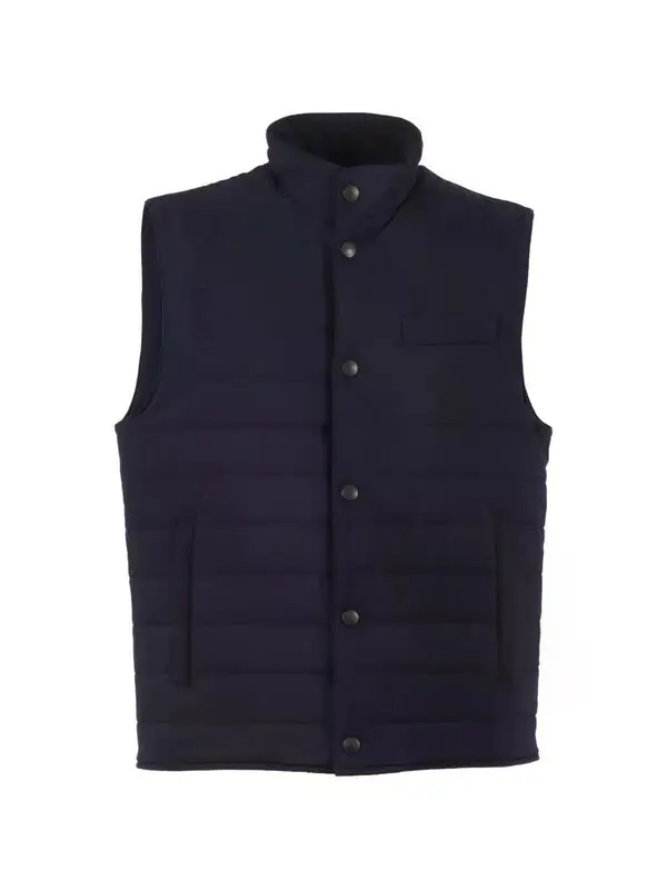 FAY Buttoned Quilted Vest - Blue