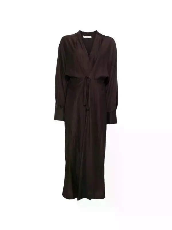 TELA Delta Tie-waist Midi Dress - Brown