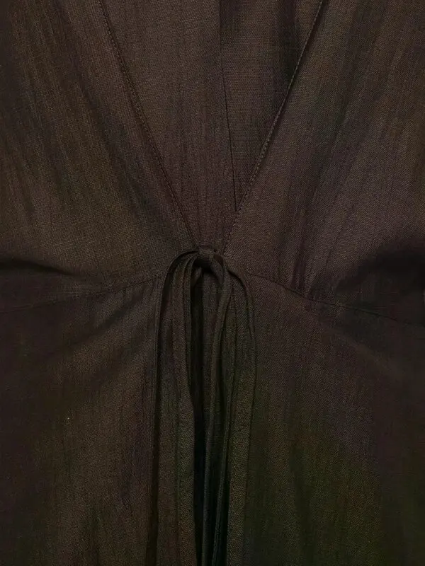 TELA Delta Tie-waist Midi Dress - Brown