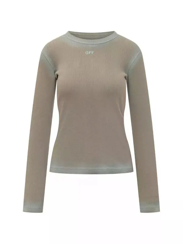 Off-White Ribbed Long-sleeved Top