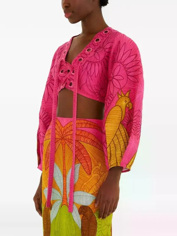Farm Rio Eyelet Blouse - Pink