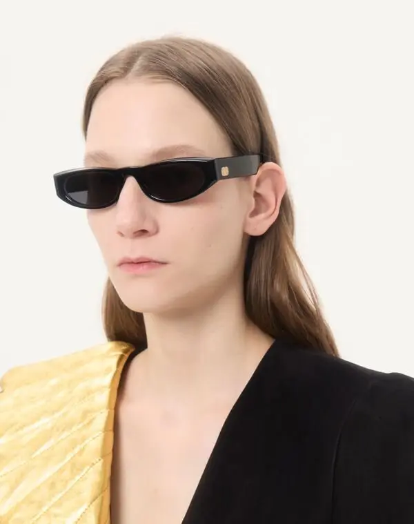 Valentino Garavani Geometric Acetate Sunglasses - Black/grey