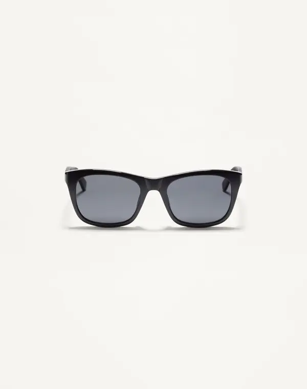 Valentino Garavani Acetate Rectangular Sunglasses - Black/grey