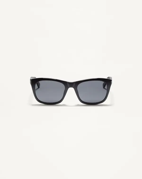 Valentino Garavani Acetate Rectangular Sunglasses - Black/grey