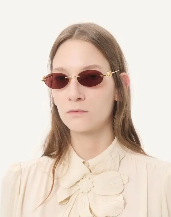 Valentino Garavani Geometric Cat Eye Sunglasses - Gold/brown