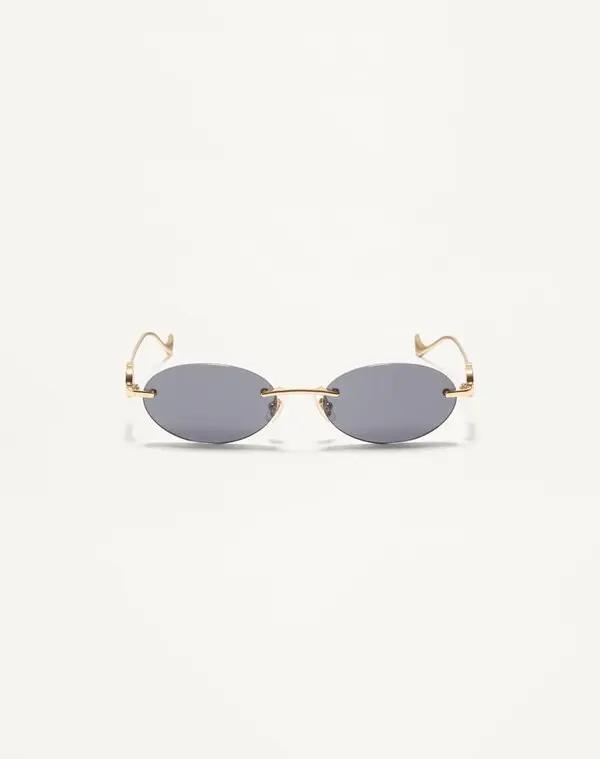 Valentino Garavani Geometric Rimless Sunglasses - Gold/grey