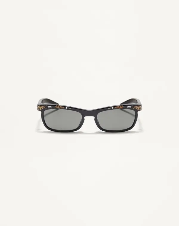 Valentino Garavani Rectangular Acetate Sunglasses - Black/grey