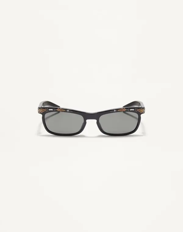 Valentino Garavani Rectangular Acetate Sunglasses - Black/grey