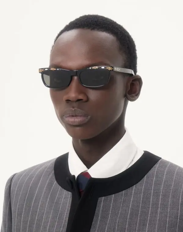 Valentino Garavani Rectangular Acetate Sunglasses - Black/grey