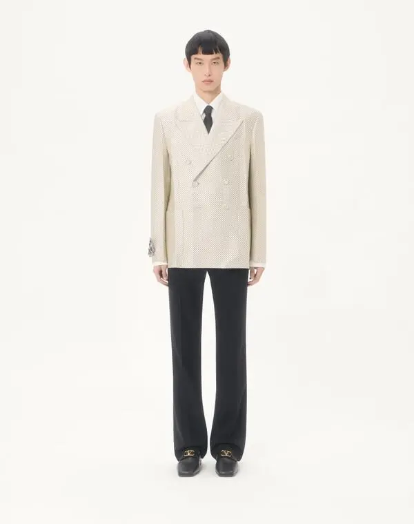Valentino Garavani Double-breasted Silk Jacquard Jacket With Pressed Crease