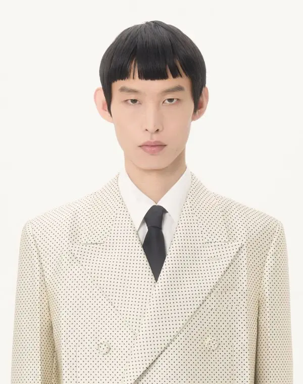 Valentino Garavani Double-breasted Silk Jacquard Jacket With Pressed Crease