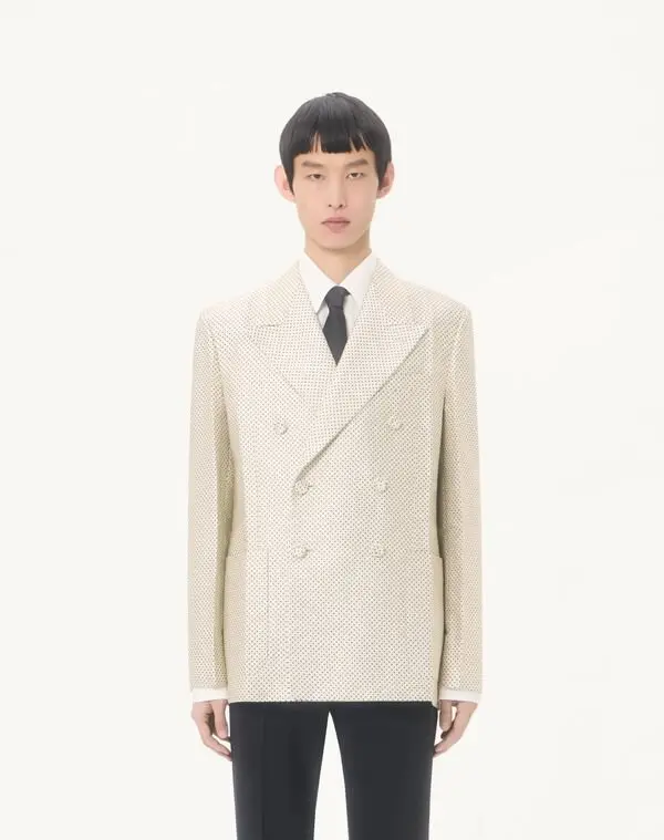 Valentino Garavani Double-breasted Silk Jacquard Jacket With Pressed Crease