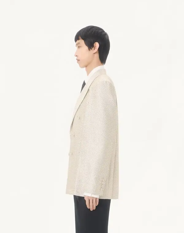 Valentino Garavani Double-breasted Silk Jacquard Jacket With Pressed Crease