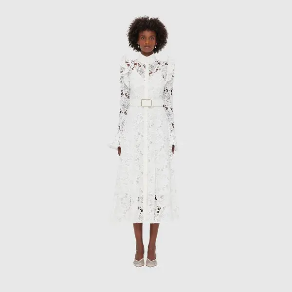 LEO LIN Aliyah Lace Butterfly Sleeve Midi Dress