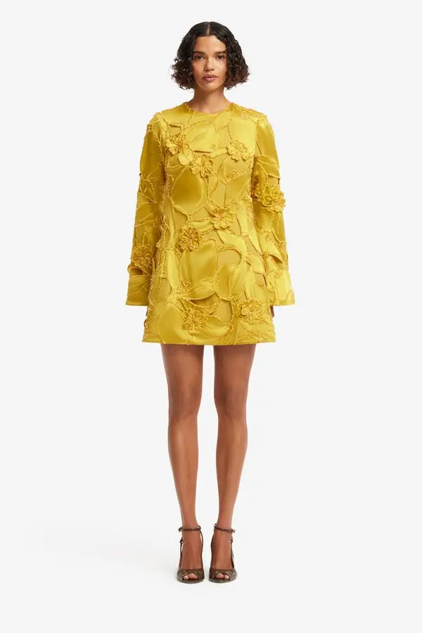 LEO LIN Embellished Bell Sleeve Mini Dress