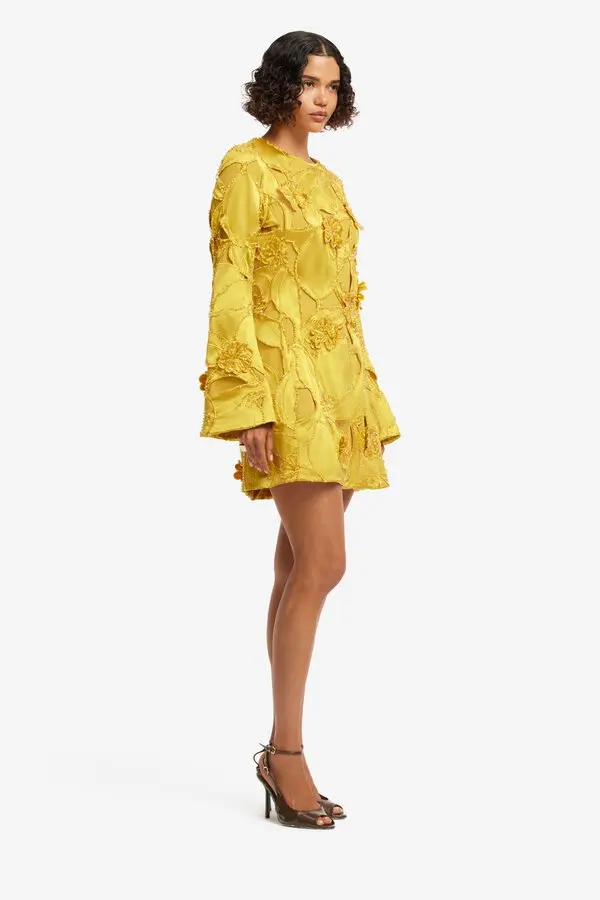 LEO LIN Embellished Bell Sleeve Mini Dress