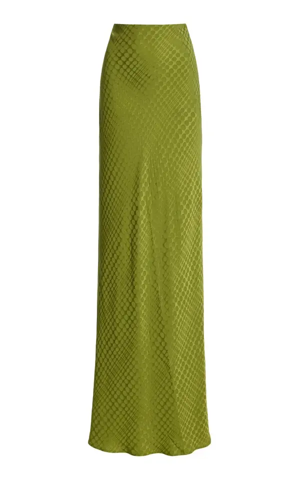 Christopher John Rogers Wiggle Dot Jacquard Bias Maxi Skirt - Green