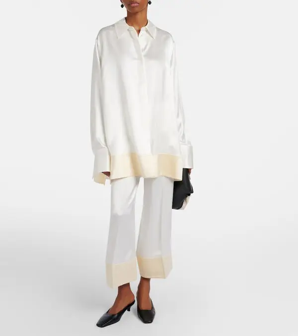 TOTEME Satin Button-down Shirt - White