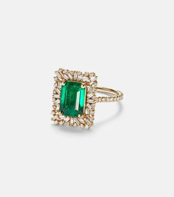 SUZANNE KALAN 18kt Yellow Ring With Emerald And Diamonds - Gold