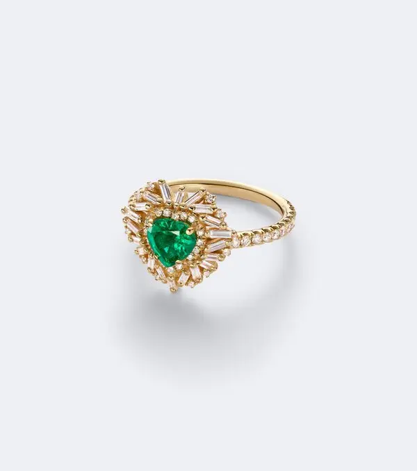 SUZANNE KALAN 18kt Yellow Emerald And Diamond Ring - Gold
