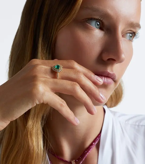 SUZANNE KALAN 18kt Yellow Emerald And Diamond Ring